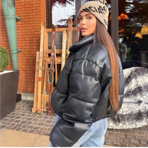 Zara | Jackets & Coats | Zara Faux Leather Cropped Puffer Jacket New | Poshmark